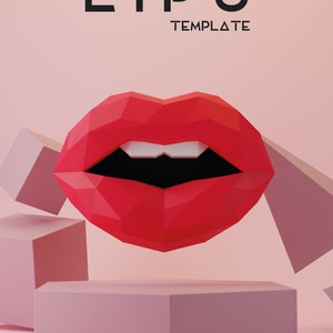 Papercraft 3D Lips Sculpture: Low Poly Wall Decor (PDF Template) - Etsy