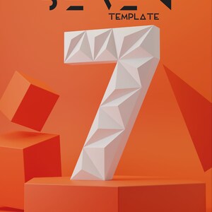 Low Poly Number, Digits Papercraft, Numbers Papercraft PDF Template 3d ...