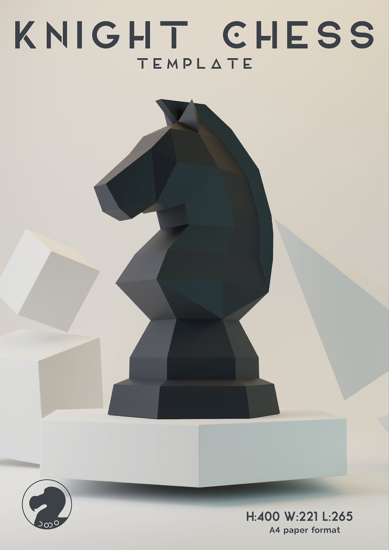 3D Knight Chess Papercraft: Low Poly Sculpture Template (PDF) - Etsy