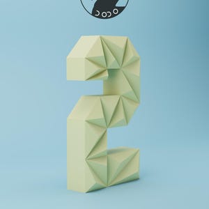 Low Poly Number, Digits Papercraft, Numbers Papercraft PDF Template 3d ...