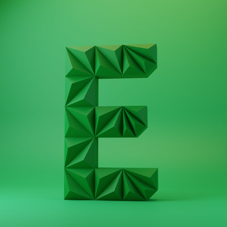 Papercraft 3D E LETTER Low Poly ALPHABET Decor for Home - Etsy