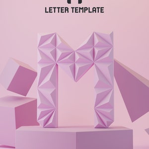 Papercraft 3D M LETTER, Low Poly ALPHABET, Decor for Home, Letter ...