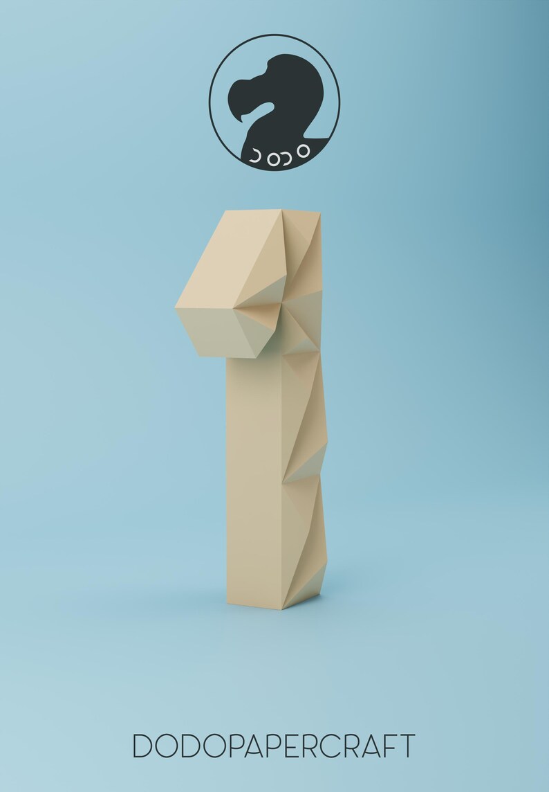 Low Poly Number 1 Papercraft: 3D Model Template (PDF) - Etsy Canada