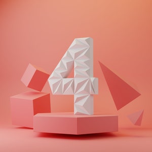 Low Poly Number, Digits Papercraft, Numbers Papercraft PDF Template 3d ...