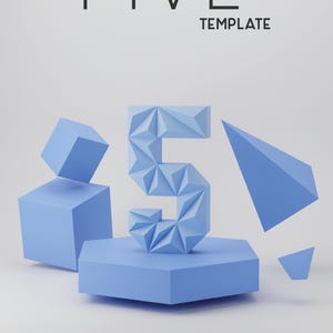 Low Poly Number, Digits Papercraft, Numbers Papercraft PDF Template 3d ...