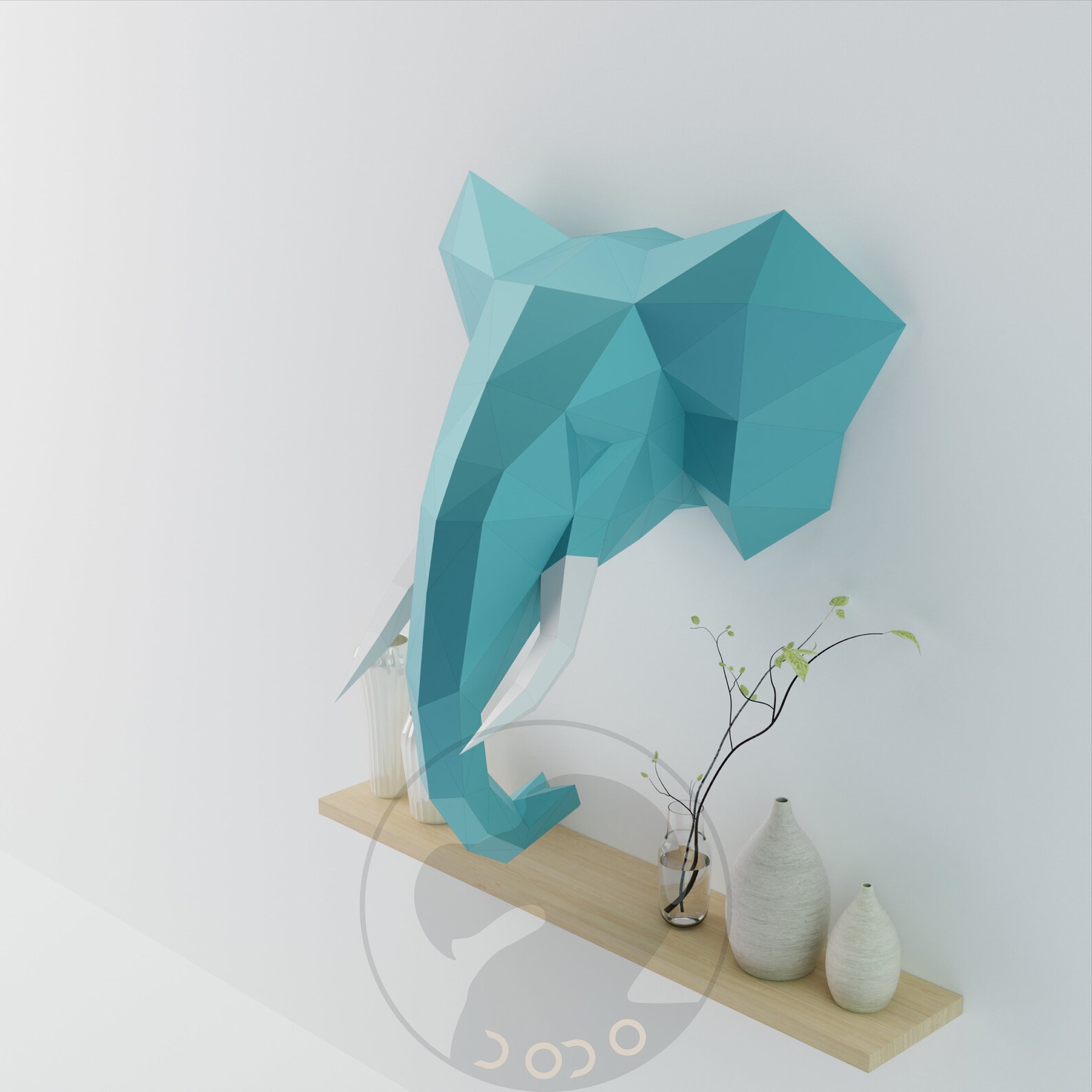 Elephant Papercraft Head Low Poly 3D Papercraft Paper - Etsy