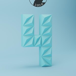 Low Poly Number, Digits Papercraft, Numbers Papercraft PDF Template 3d ...