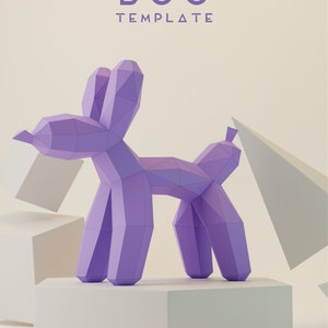 Balloon Dog Paper Craft, DIY Sculpture, PDF Origami, Digital Template ...