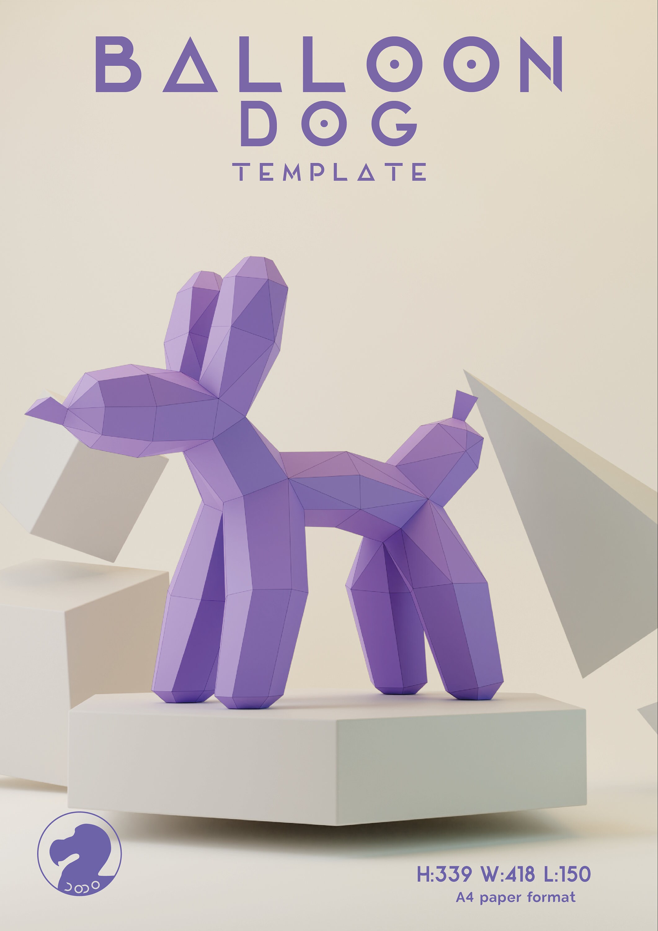 Balloon Dog Paper Craft, DIY Sculpture, PDF Origami, Digital Template ...