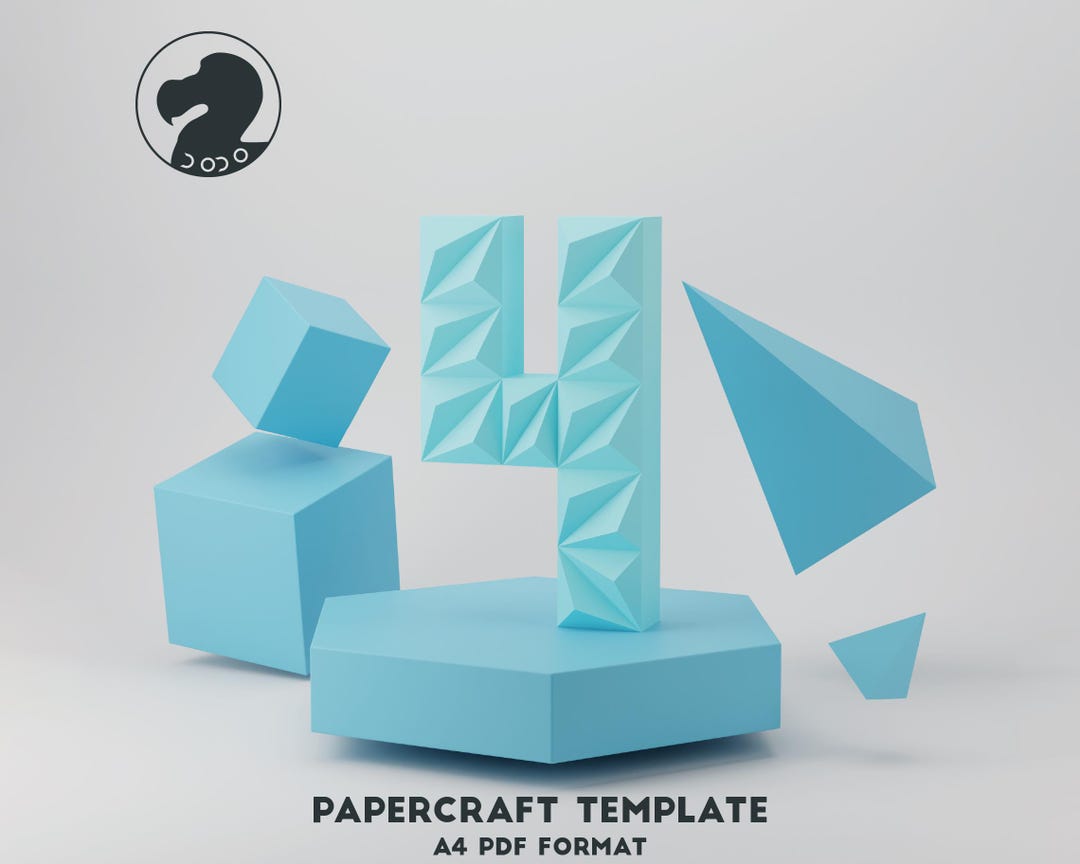 Low Poly Number, Digits Papercraft, Numbers Papercraft PDF Template 3d ...