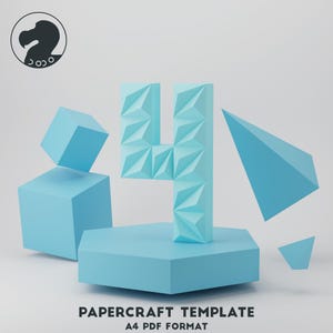 Low Poly Number, Digits Papercraft, Numbers Papercraft PDF Template 3d ...