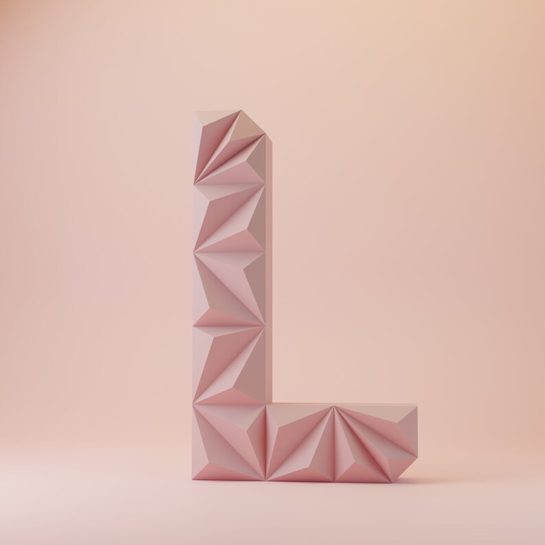 Papercraft 3D L LETTER Low Poly ALPHABET Decor for Home - Etsy