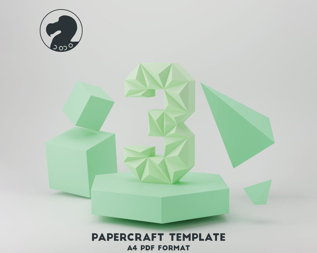 Low Poly Number, Digits Papercraft, Numbers Papercraft PDF Template 3d ...