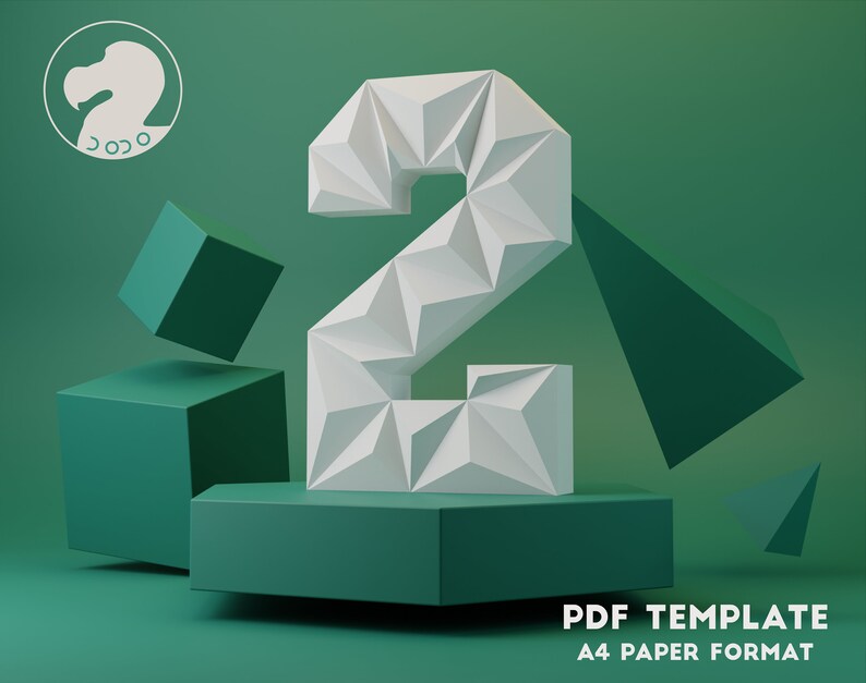 Low Poly Number, Digits Papercraft, Numbers Papercraft PDF Template 3d ...