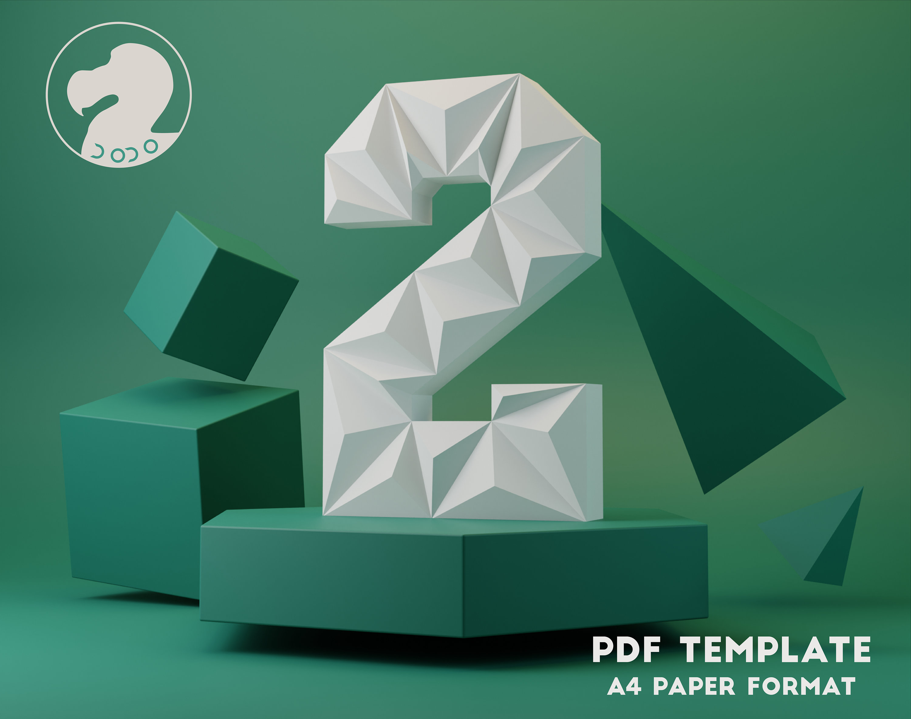 Low Poly Number, Digits Papercraft, Numbers Papercraft PDF Template 3d ...