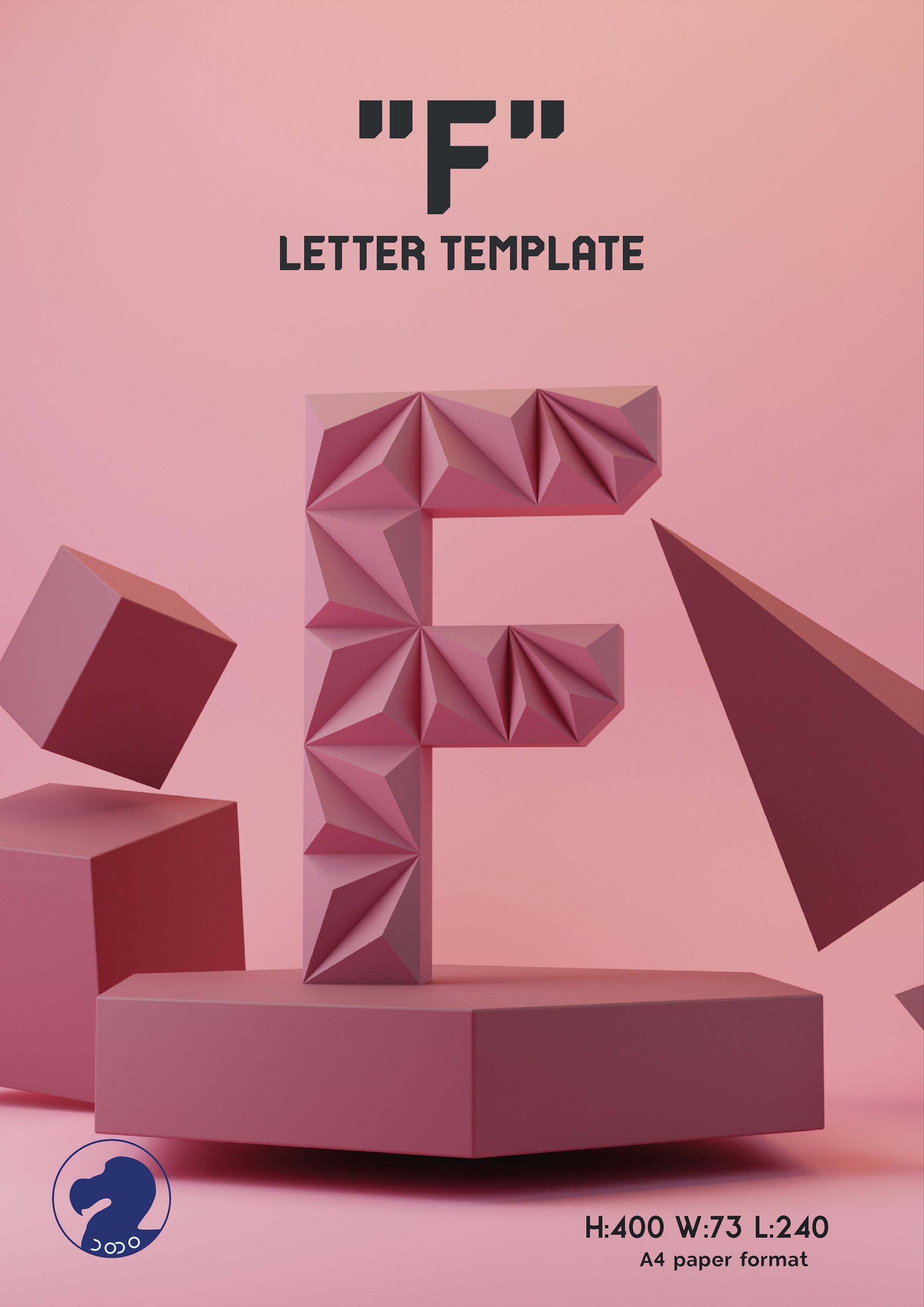 Papercraft 3D F LETTER, Low Poly ALPHABET, Decor for Home, Letter ...