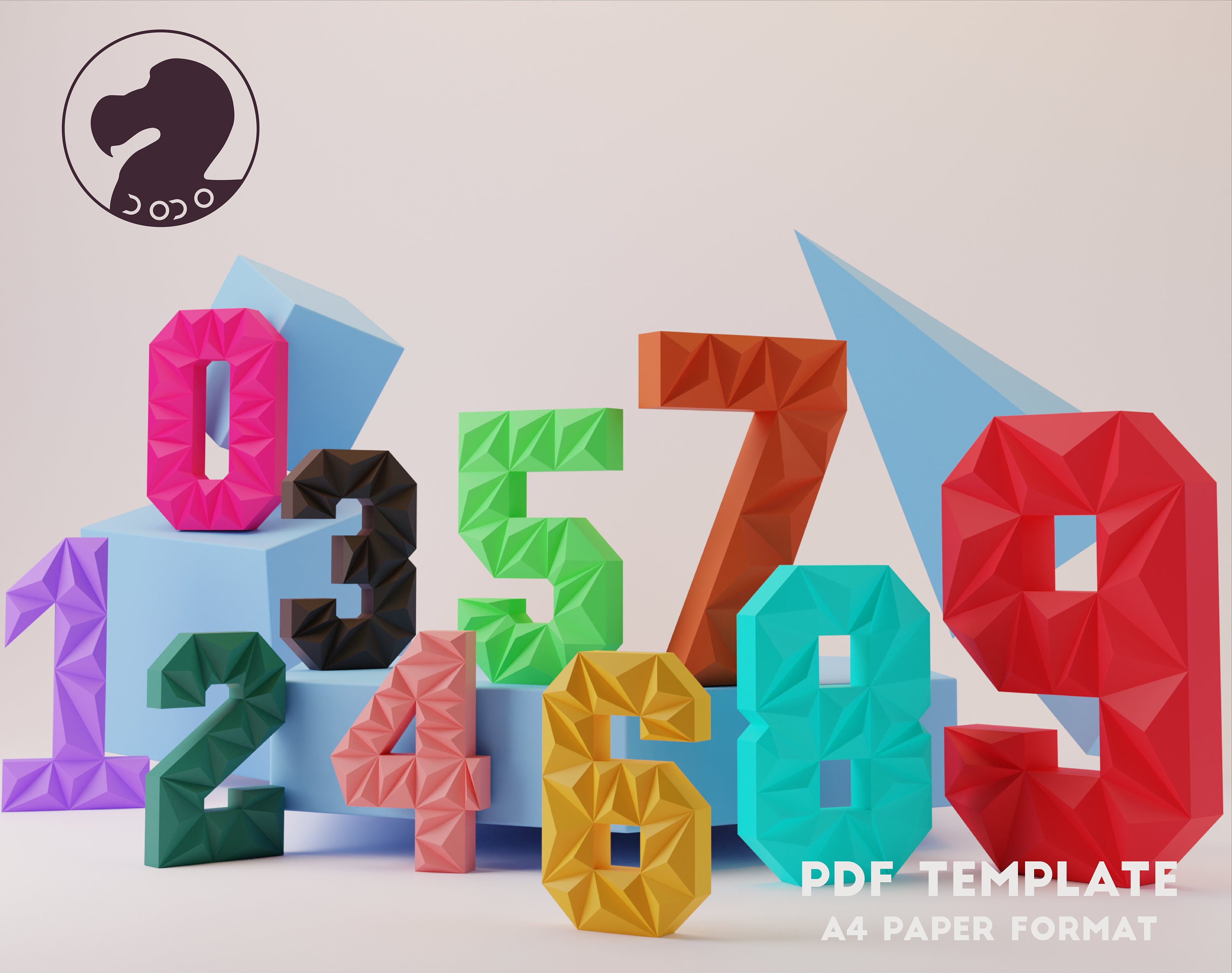 Low Poly Number Digits Papercraft Numbers Papercraft PDF - Etsy