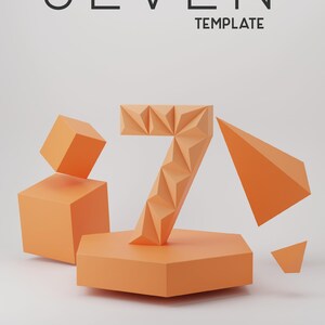 Low Poly Number, Digits Papercraft, Numbers Papercraft PDF Template 3d ...