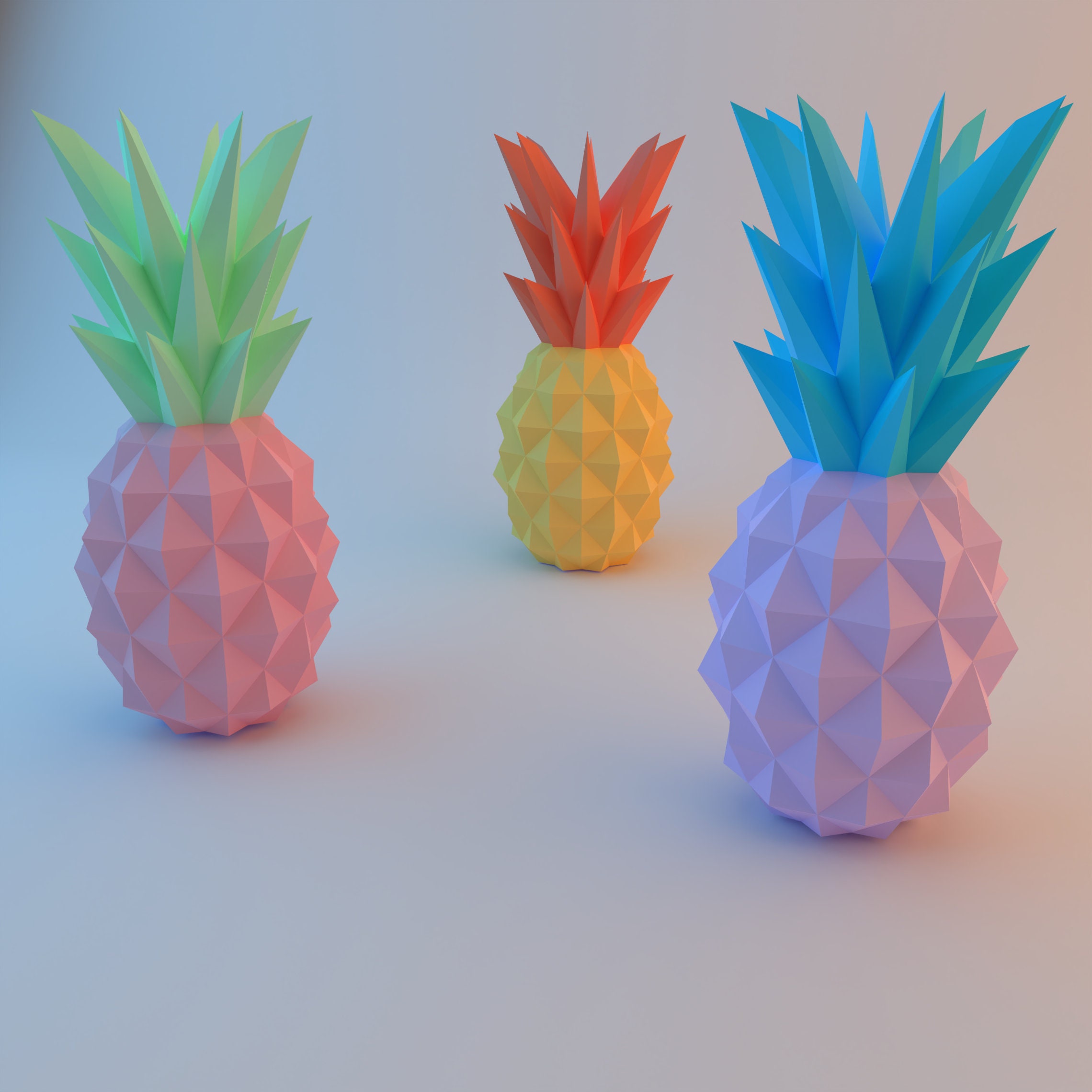 Pineapple Low Poly Papercraft PDF Template Food Papercraft - Etsy