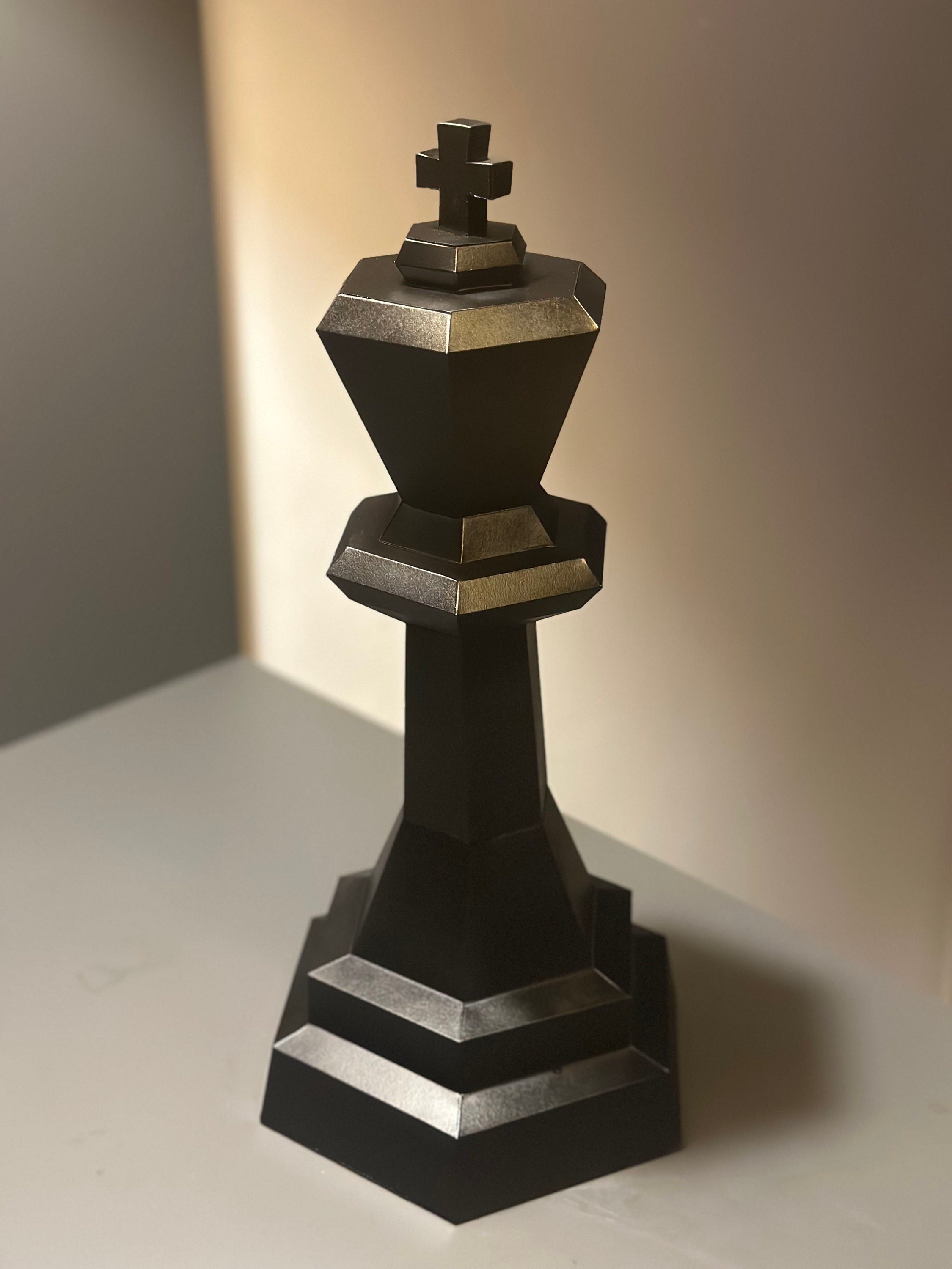 3D King Chess Papercraft Template,papercraft Chess Pieces,3d Chess, Low ...