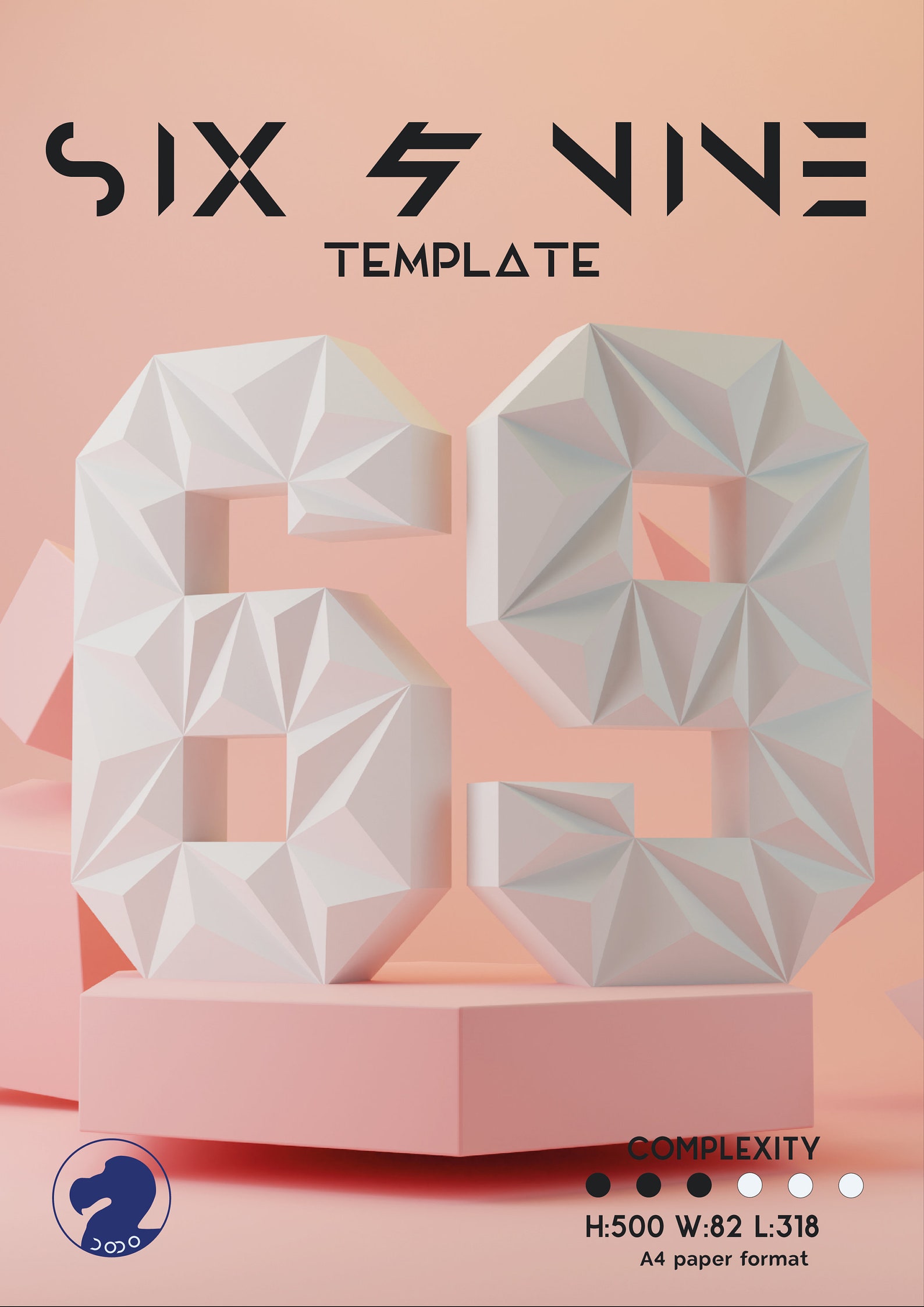 Low Poly Number Digits Papercraft Numbers Papercraft Pdf Etsy
