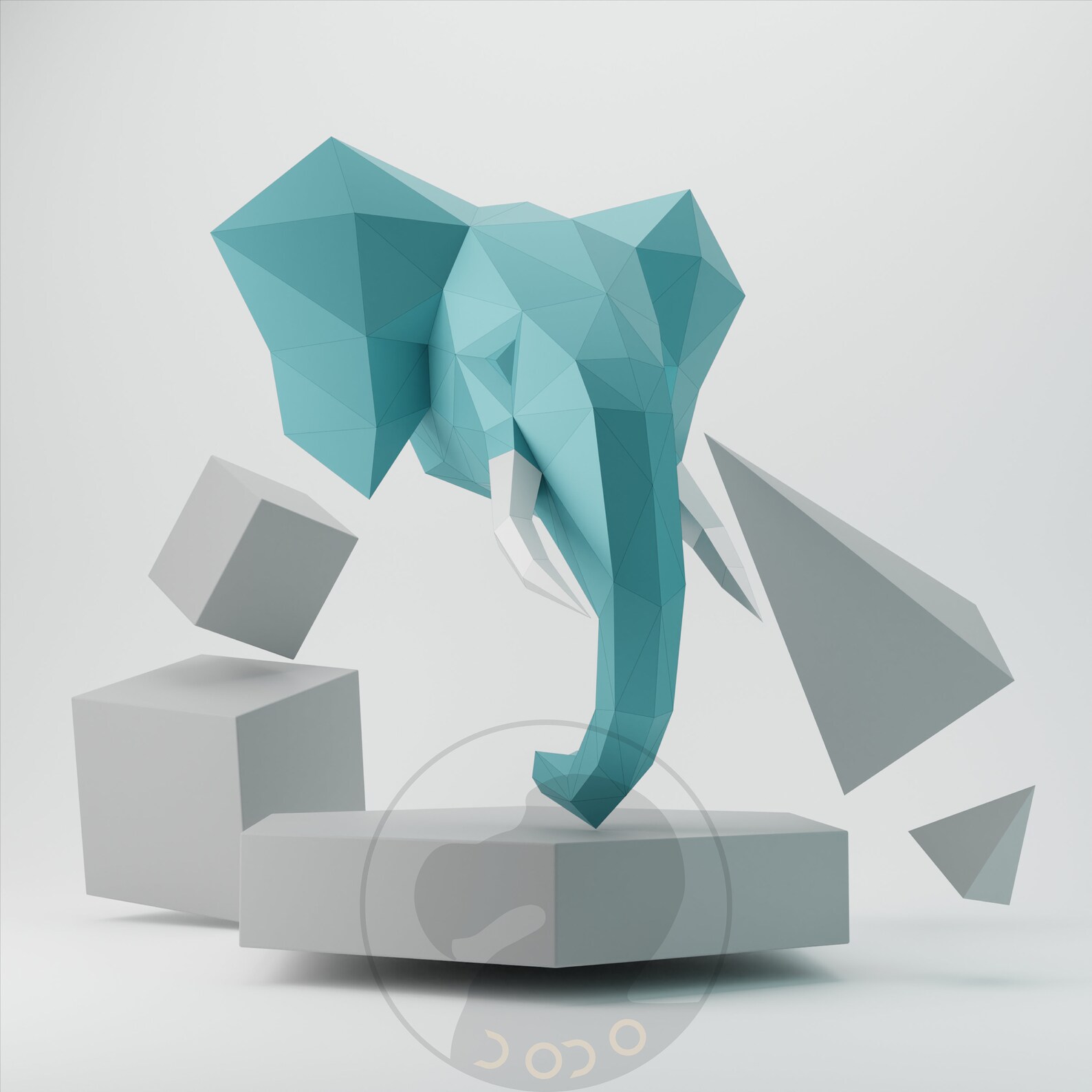 Elephant Papercraft Head Low Poly 3D Papercraft Paper - Etsy