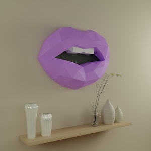 Papercraft 3D Lips Sculpture: Low Poly Wall Decor (PDF Template) - Etsy