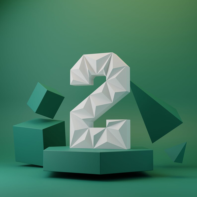 Low Poly Number Digits Papercraft Numbers Papercraft PDF - Etsy