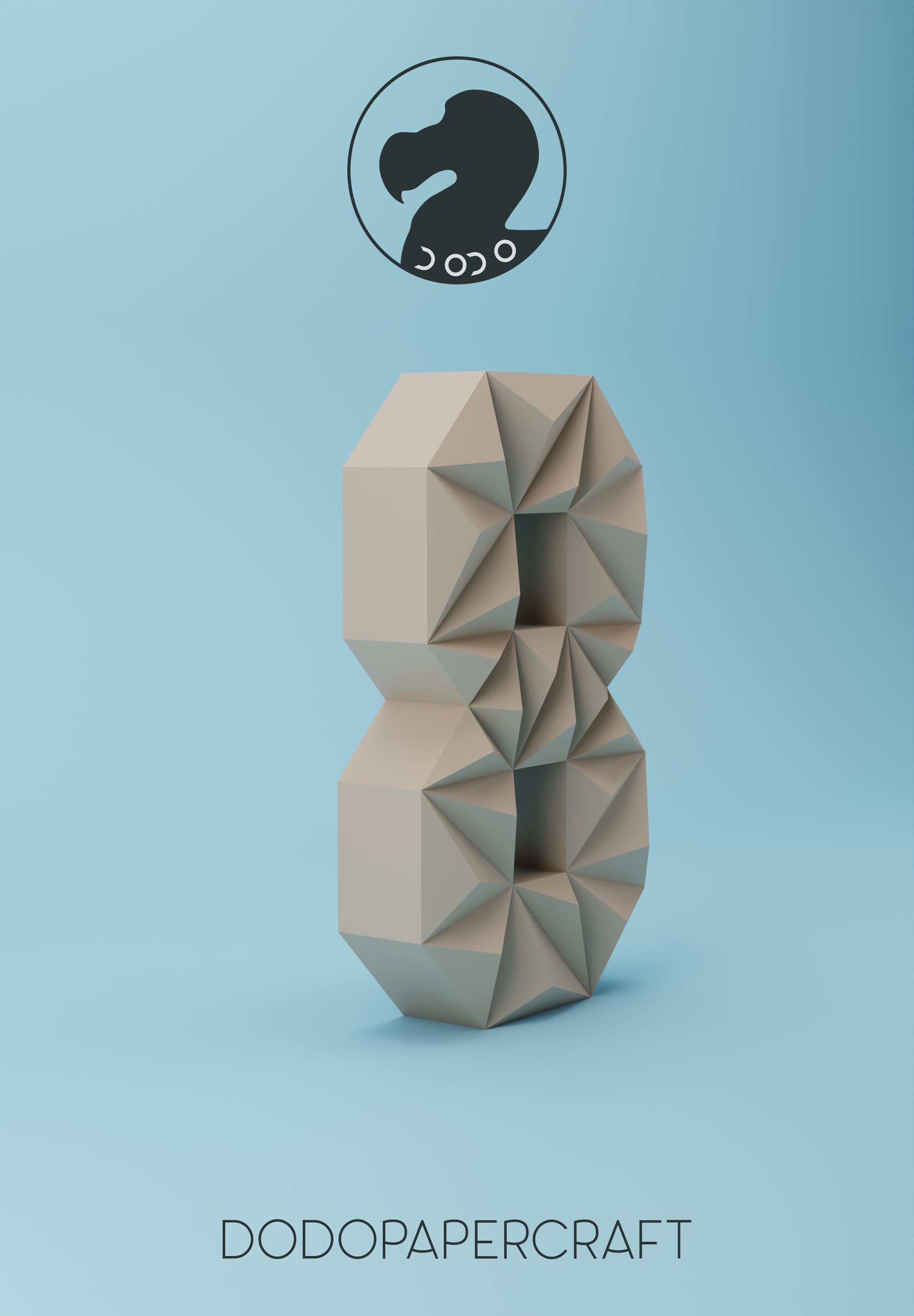 Low Poly Number 8 Papercraft: 3D Model Template (PDF) - Etsy