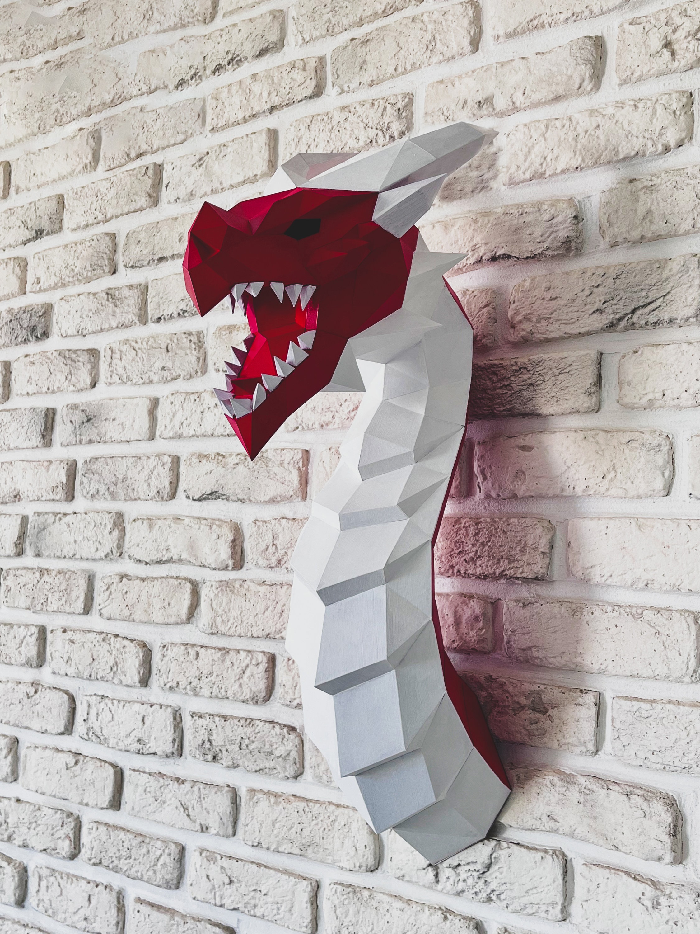 Papercraft 3D DRAGON HEAD Low Poly Dragon Wall Decor for - Etsy
