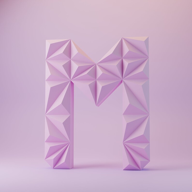 Papercraft 3D M LETTER Low Poly ALPHABET Decor for Home - Etsy