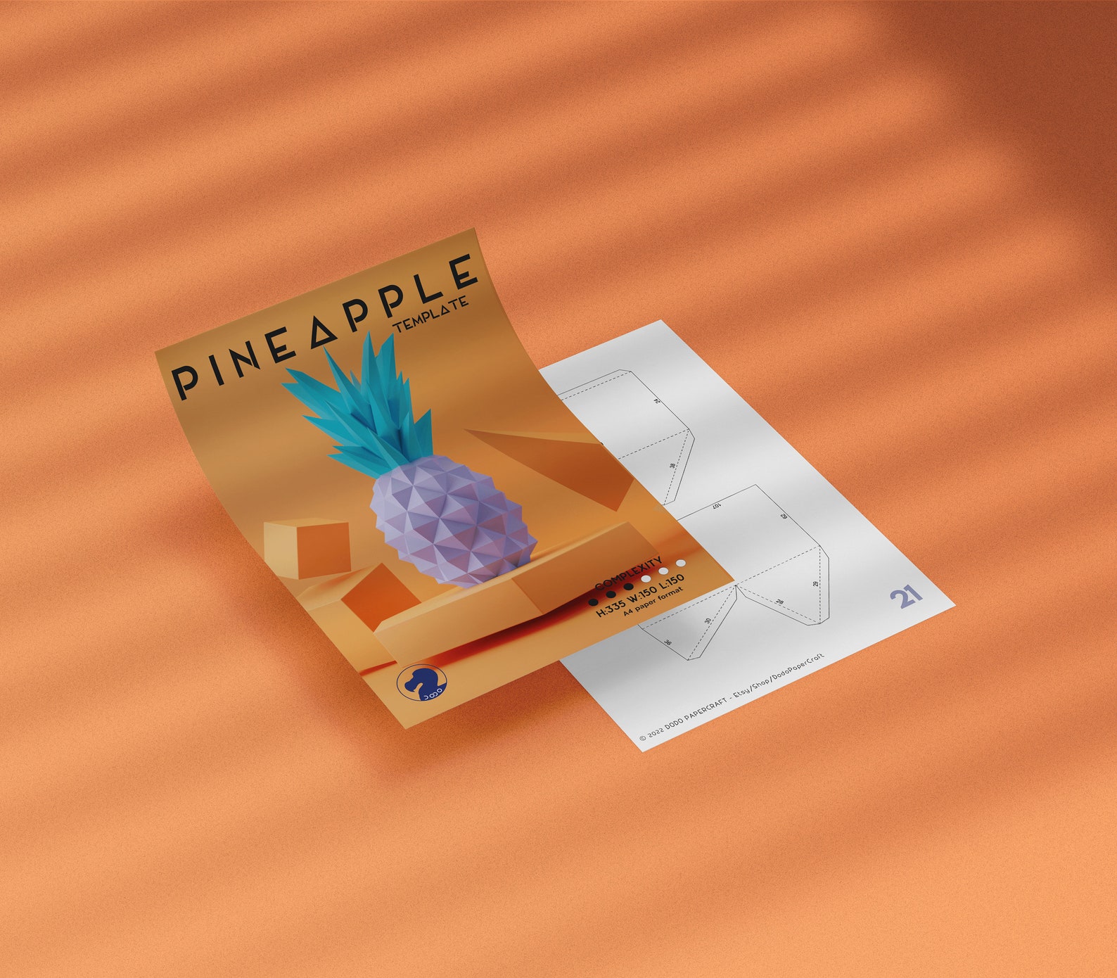 Pineapple Low Poly Papercraft PDF Template Food Papercraft - Etsy