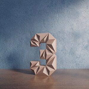 Low Poly Number, Digits Papercraft, Numbers Papercraft PDF Template 3d ...