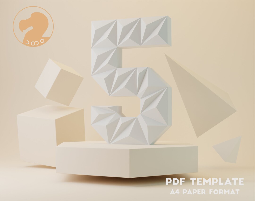 Low Poly Number Digits papercraft Numbers Papercraft PDF - Etsy Portugal