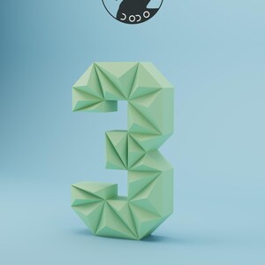 Low Poly Number, Digits Papercraft, Numbers Papercraft PDF Template 3d ...