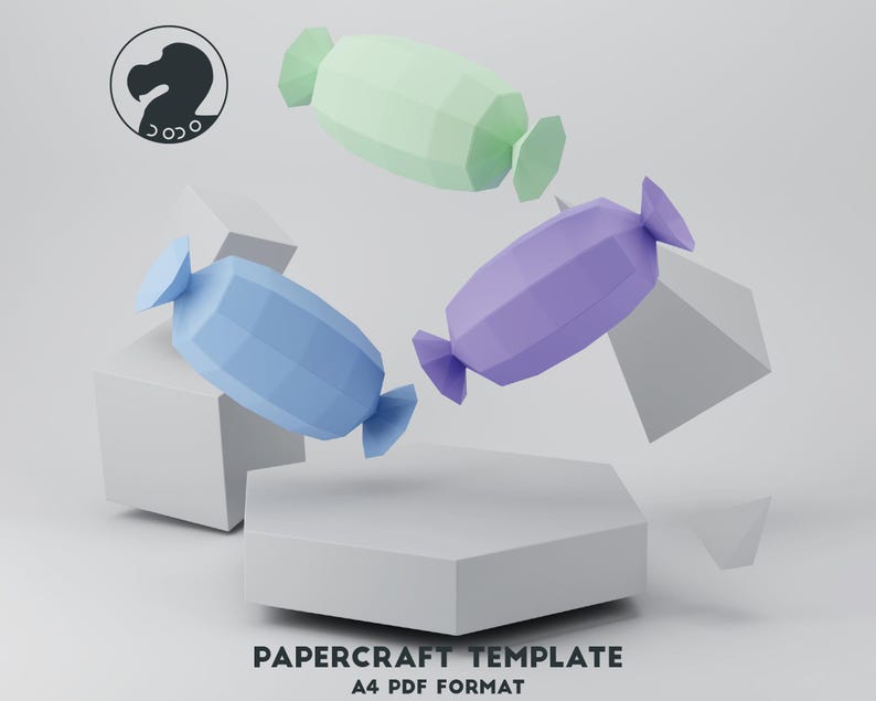 XL Christmas Candy Papercraft Template: 3D Low Poly Model (PDF) - Etsy