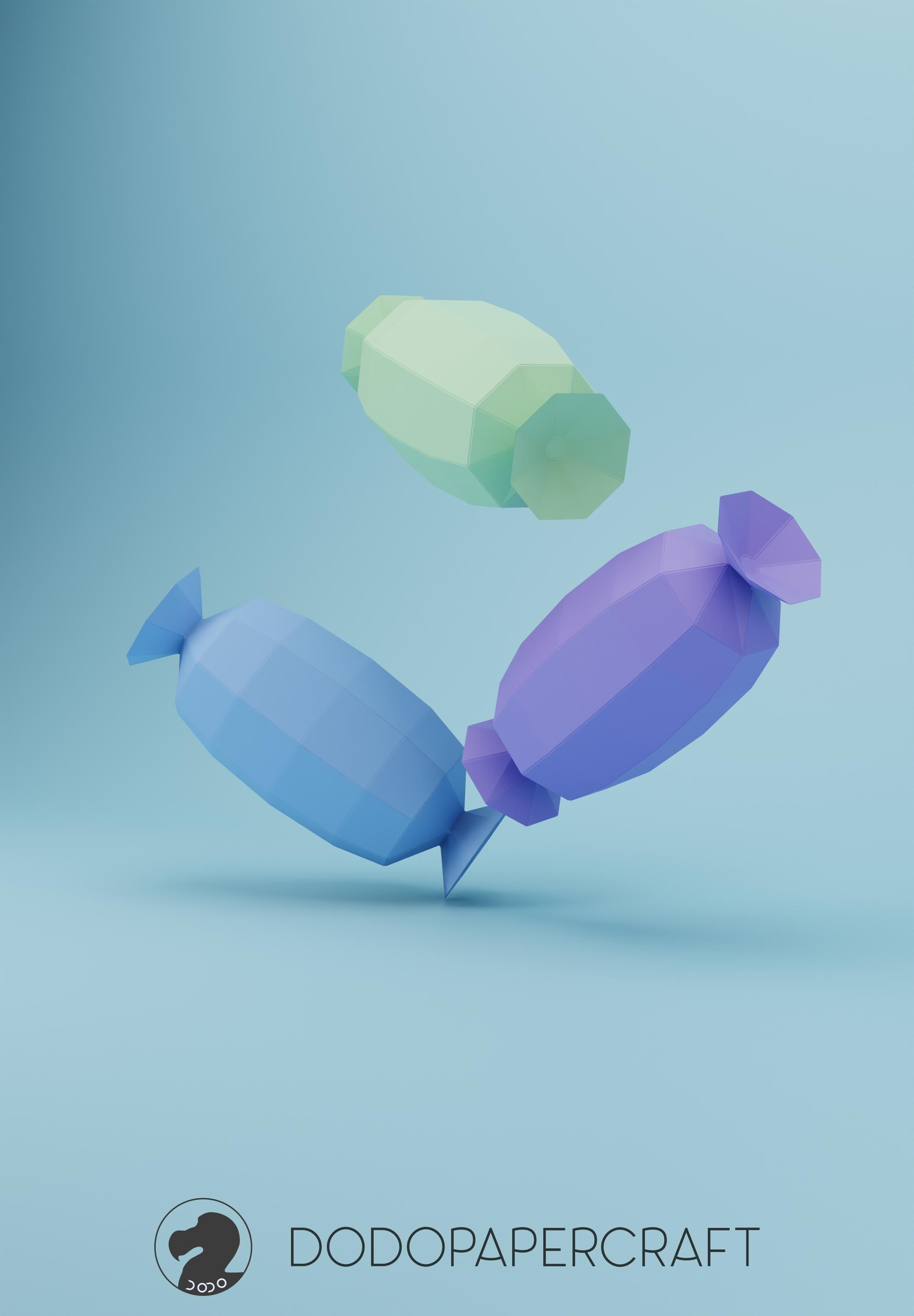 XL Christmas Candy Papercraft Template: 3D Low Poly Model (PDF) - Etsy