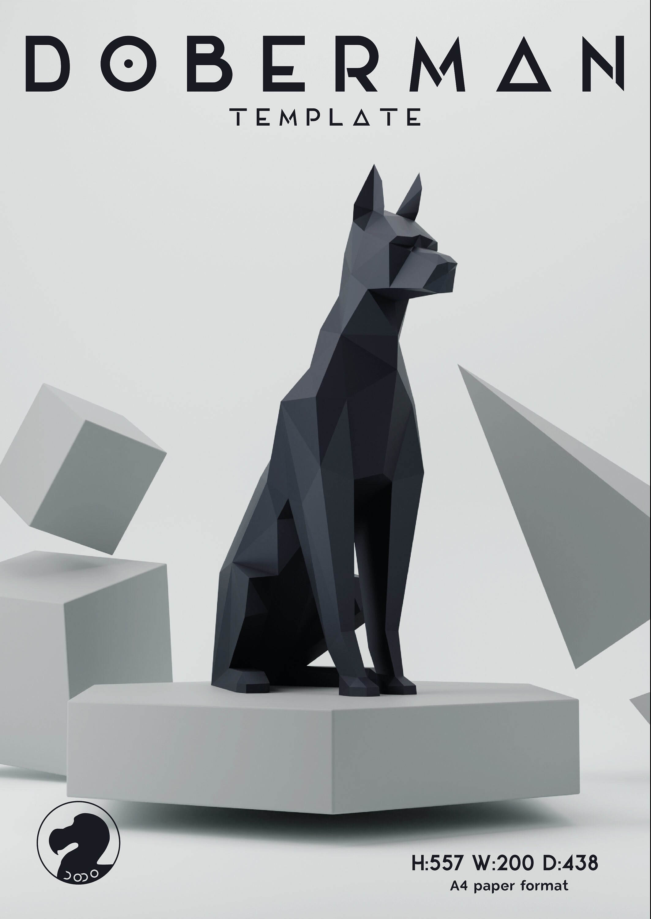 Papercraft 3D Doberman Figure, PDF Template, Paper Sculpture, Gift, Low ...