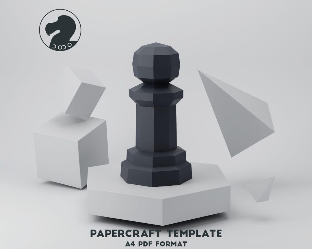 3D Pawn Chess Papercraft Template,papercraft Chess Pieces,3d Chess, Low ...