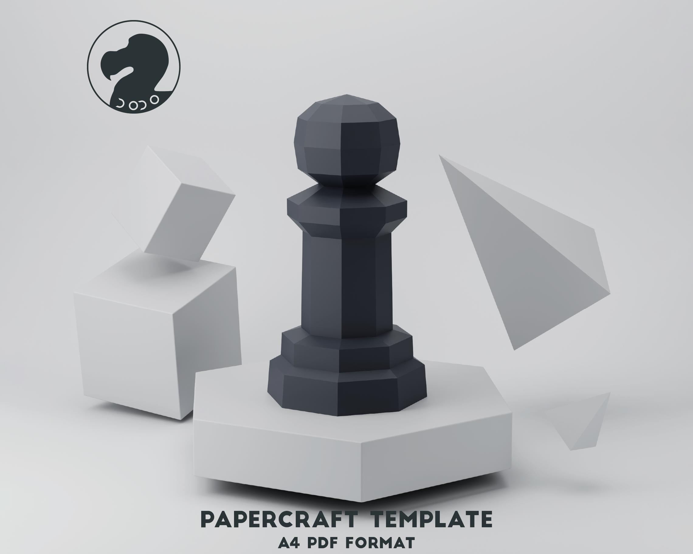 3D Pawn Chess Papercraft Template: Low Poly Sculpture (PDF) - Etsy