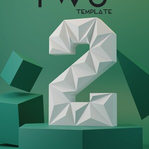 Low Poly Number, Digits Papercraft, Numbers Papercraft PDF Template 3d ...