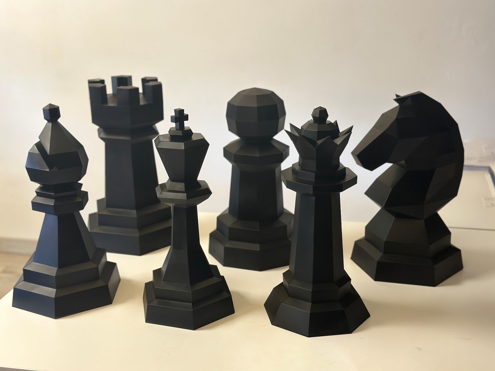 3D Chess Set Papercraft Template: Low Poly Chess Pieces (PDF Pattern ...