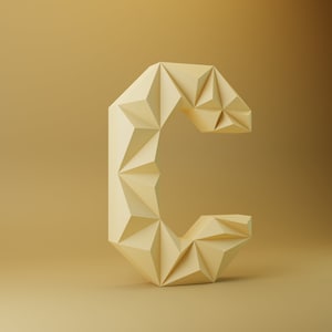 Papercraft 3D C LETTER, Low Poly ALPHABET, Decor for Home, Letter ...