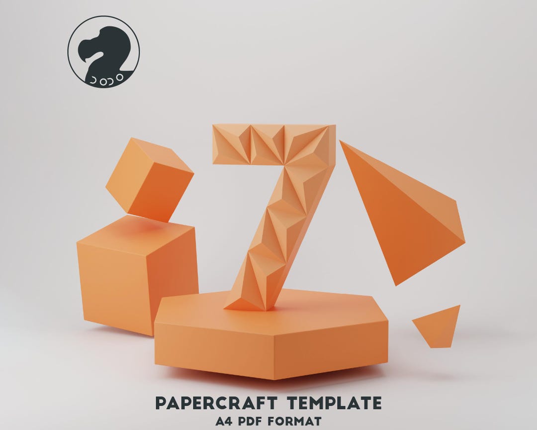 Low Poly Number 7 Papercraft: 3D Model Template (PDF) - Etsy