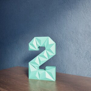 Low Poly Number, Digits Papercraft, Numbers Papercraft PDF Template 3d ...