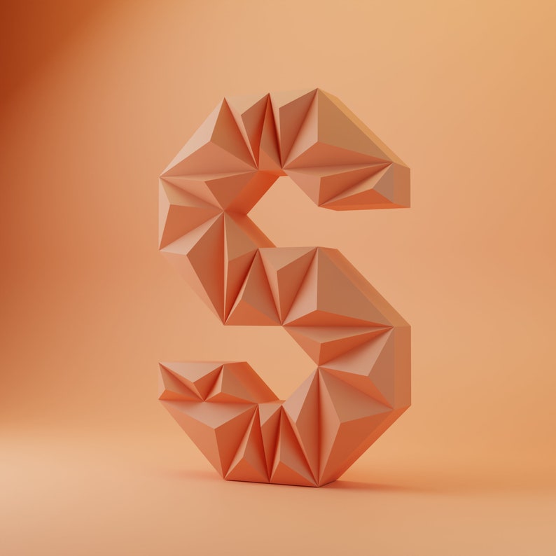 Papercraft 3D S LETTER, Low Poly ALPHABET, Decor for Home, Letter ...