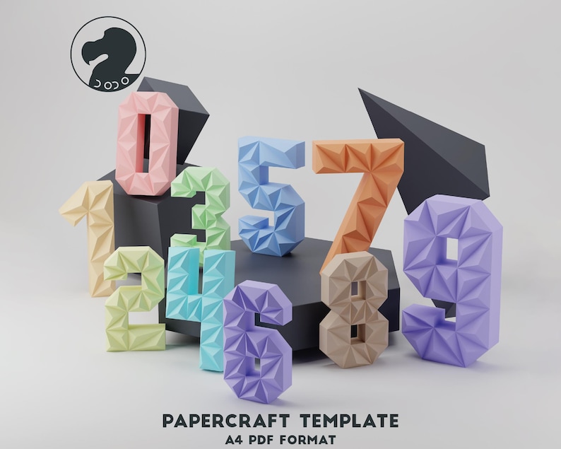 Low Poly Number Papercraft: 3D Model Sculpture (PDF Template) - Etsy
