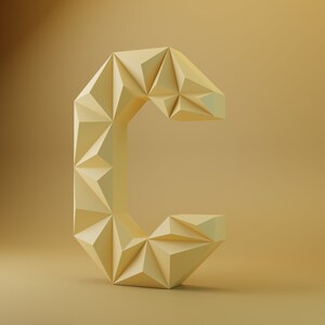 Papercraft 3D C LETTER, Low Poly ALPHABET, Decor for Home, Letter ...