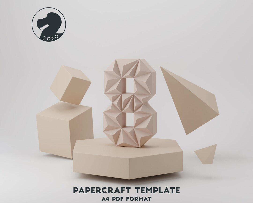 Low Poly Number, Digits Papercraft, Numbers Papercraft PDF Template 3d ...