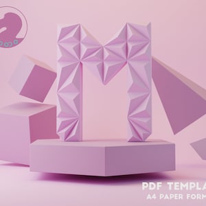 Papercraft 3D M LETTER, Low Poly ALPHABET, Decor for Home, Letter ...